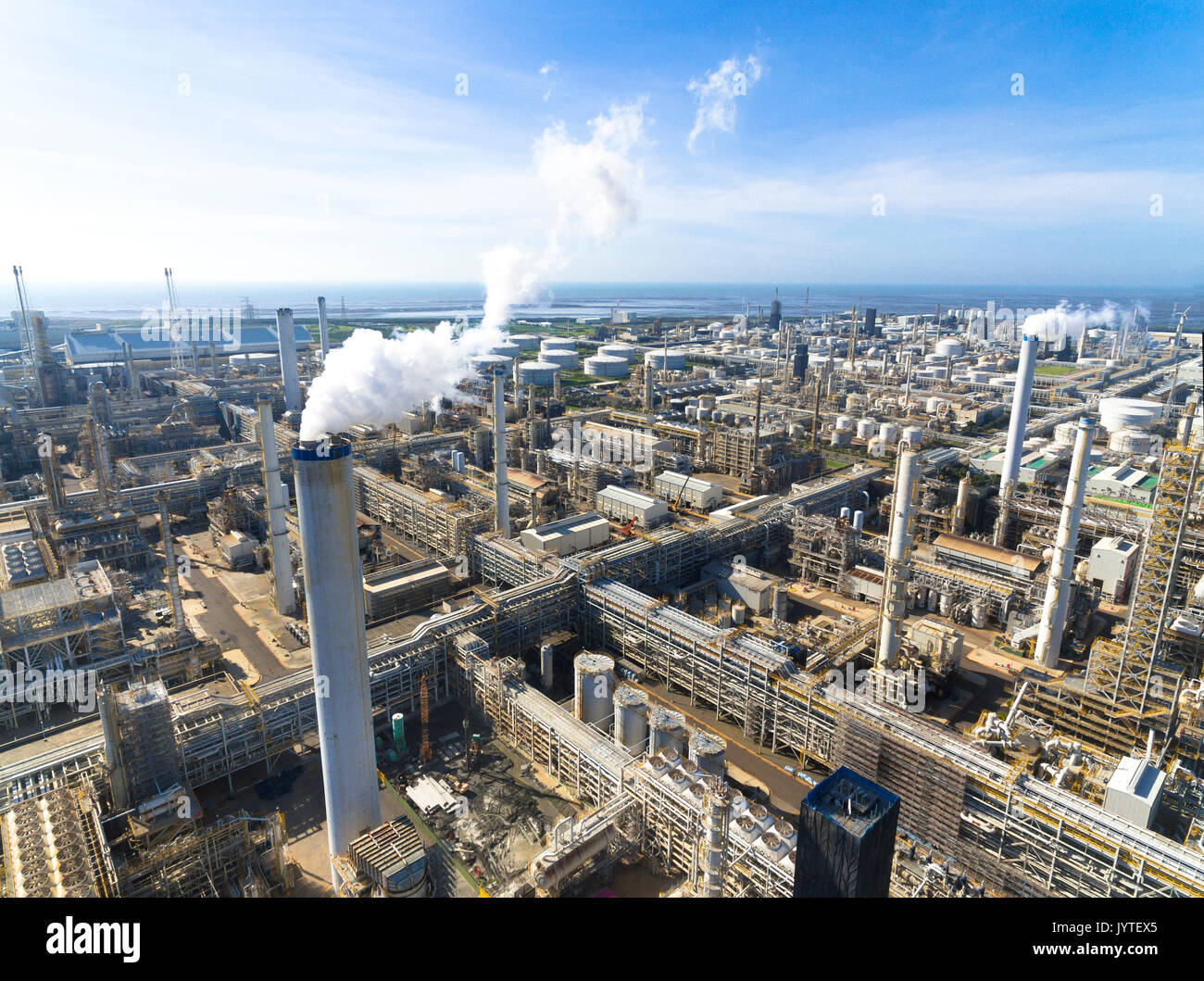 Aerial view of Oil refinery Stock Photo - Alamy