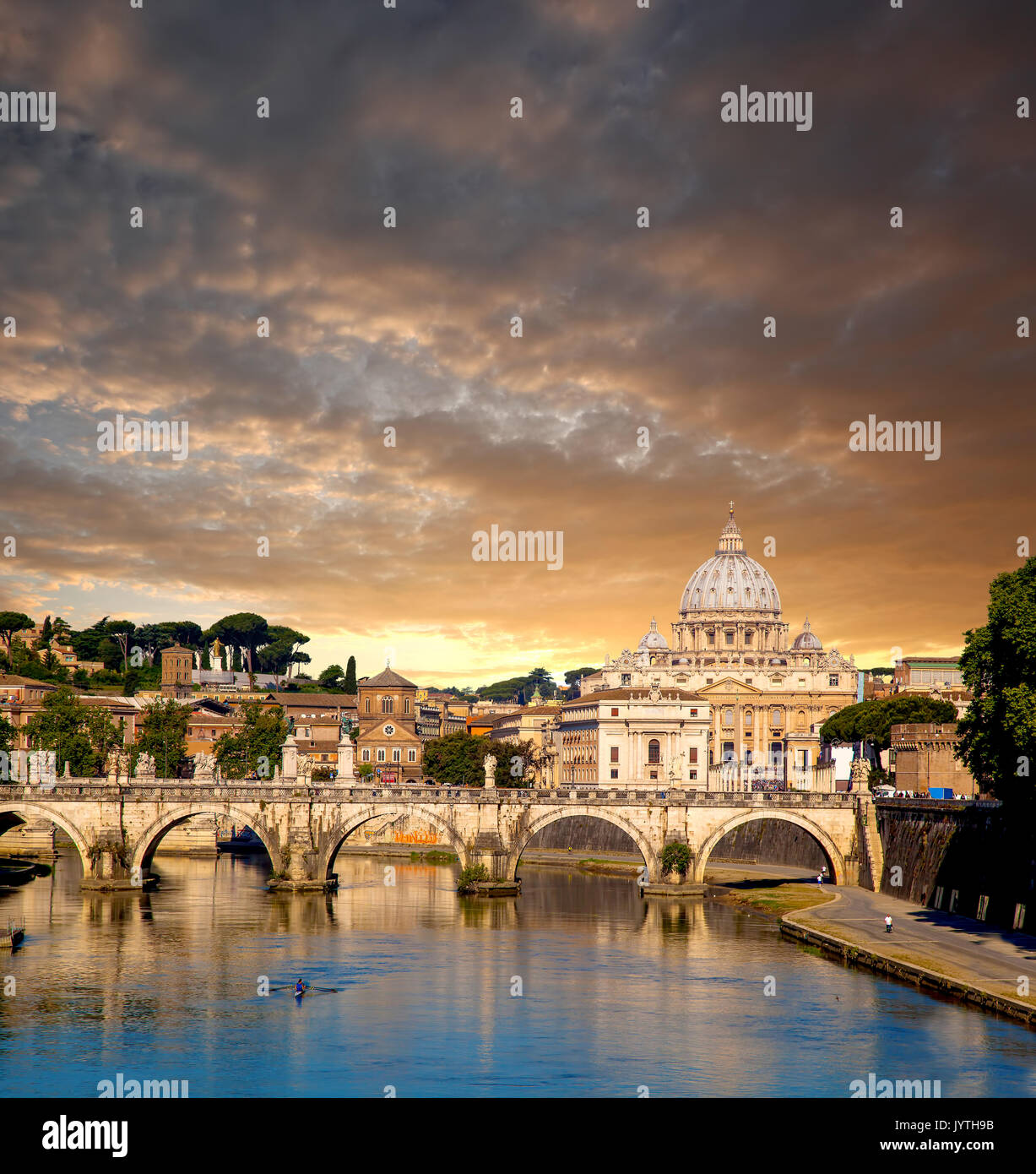 Basilica di San Pietro with bridge in Rome, Vatican, Italy Stock Photo ...