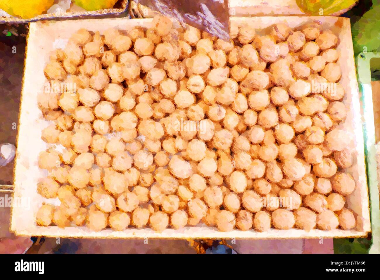 Watercolor paint. Paint effect. Fresh healthy bio walnut. Walnuts in ...