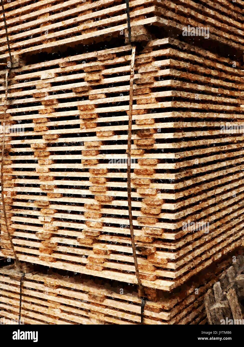 Watercolor paint effect. Wood planks for timber construction in stock ...