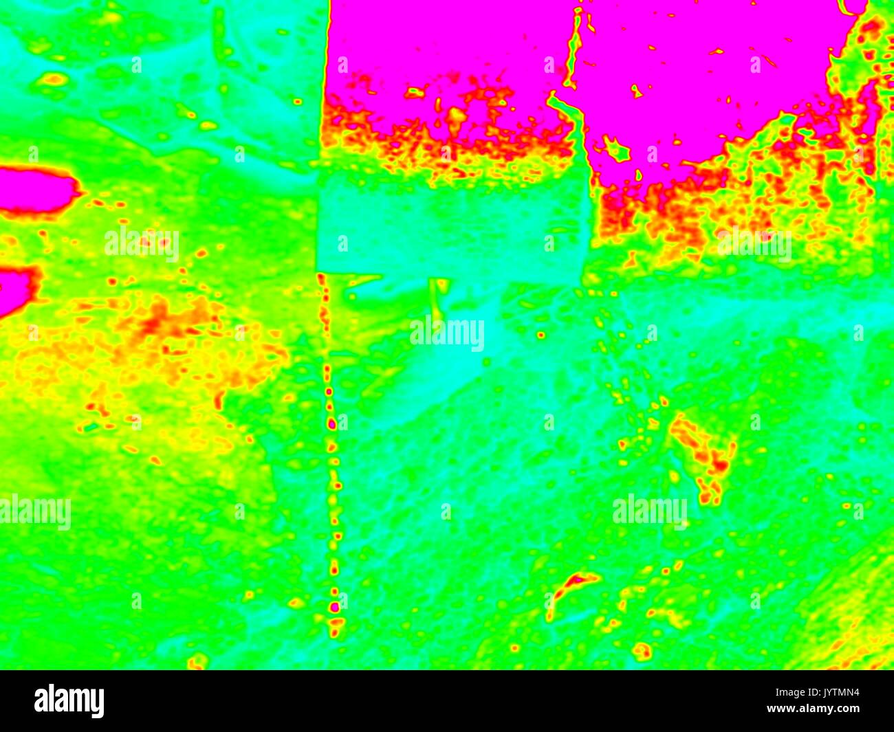 Infra scan, thermography photo. Drink water pipes joined with Gate ...