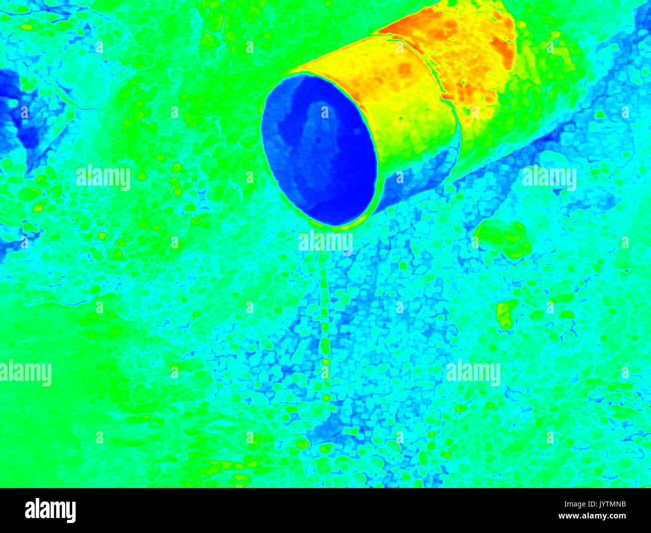 Infra scan, thermography photo. Drink water pipes joined with Gate ...