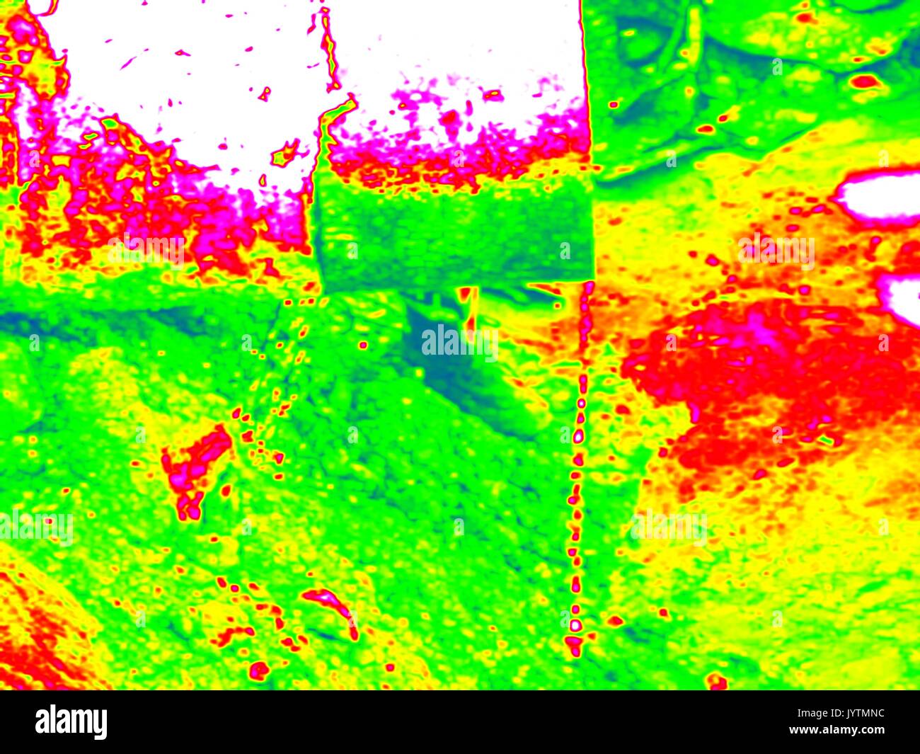 Infra scan, thermography photo. Drink water pipes joined with Gate ...