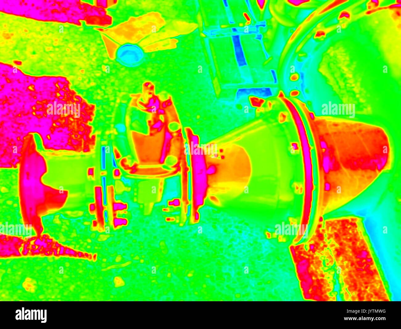 Infra scan, thermography photo. Drink water pipes joined with Gate ...