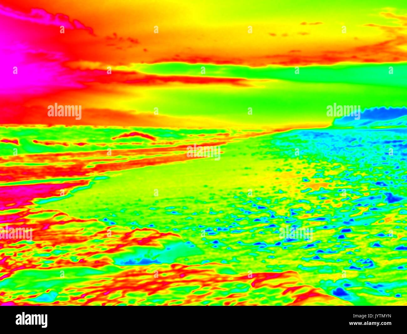 Thermography measurement, changed colors of ultra violet light. Stony ...