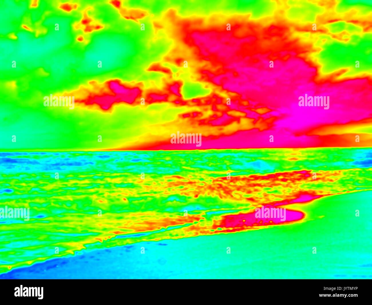 Thermography measurement, changed colors of ultra violet light. Stony ...