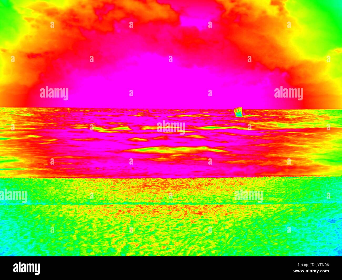 Thermography measurement, changed colors of ultra violet light. Stony ...