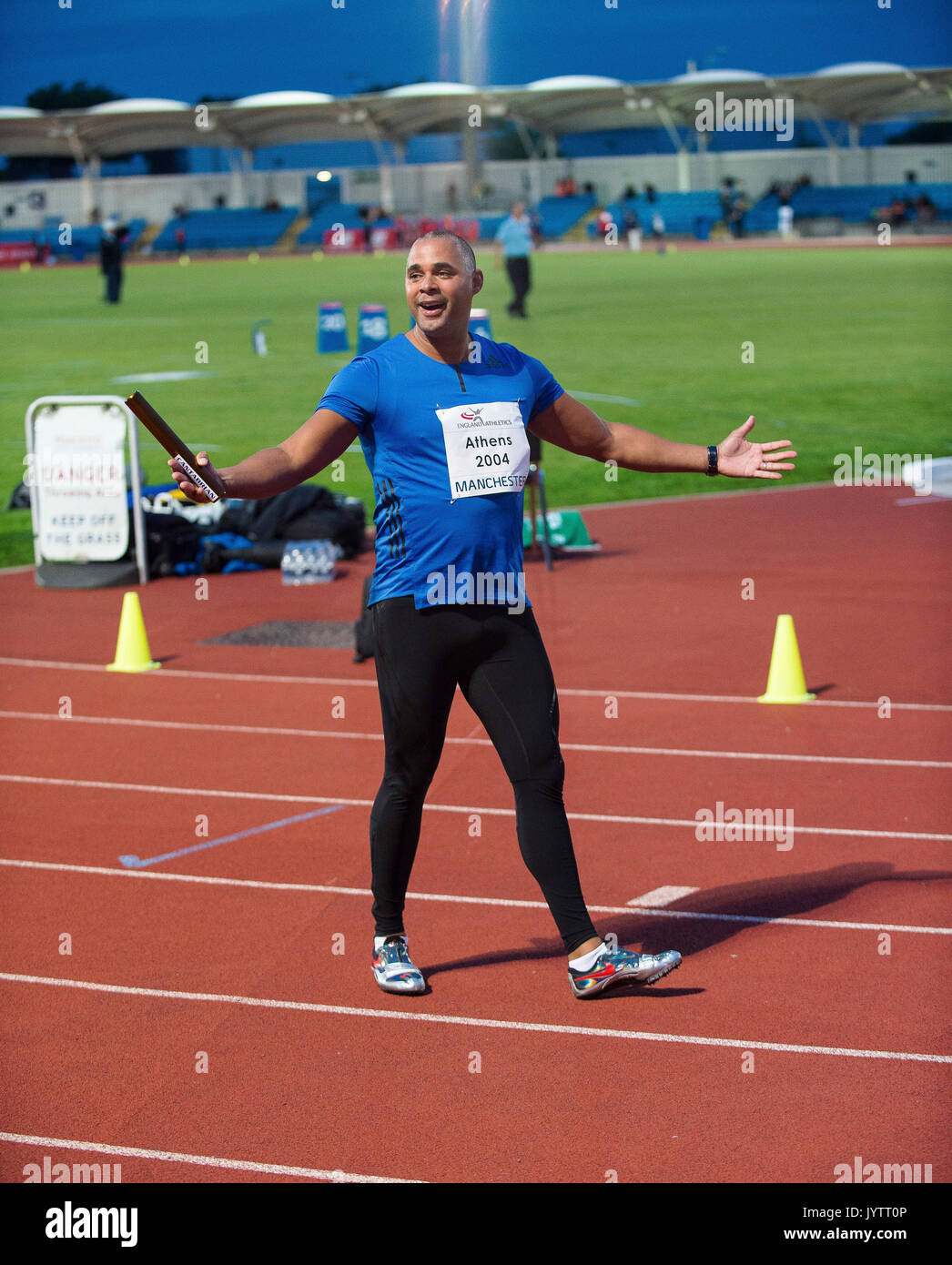 MANCHESTER, ENGLAND 16 AUG - Jason Gardner competing in the 4x100m ...