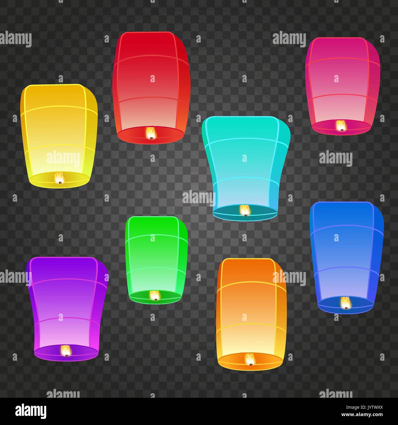 Paper sky lanterns Stock Vector Images - Alamy