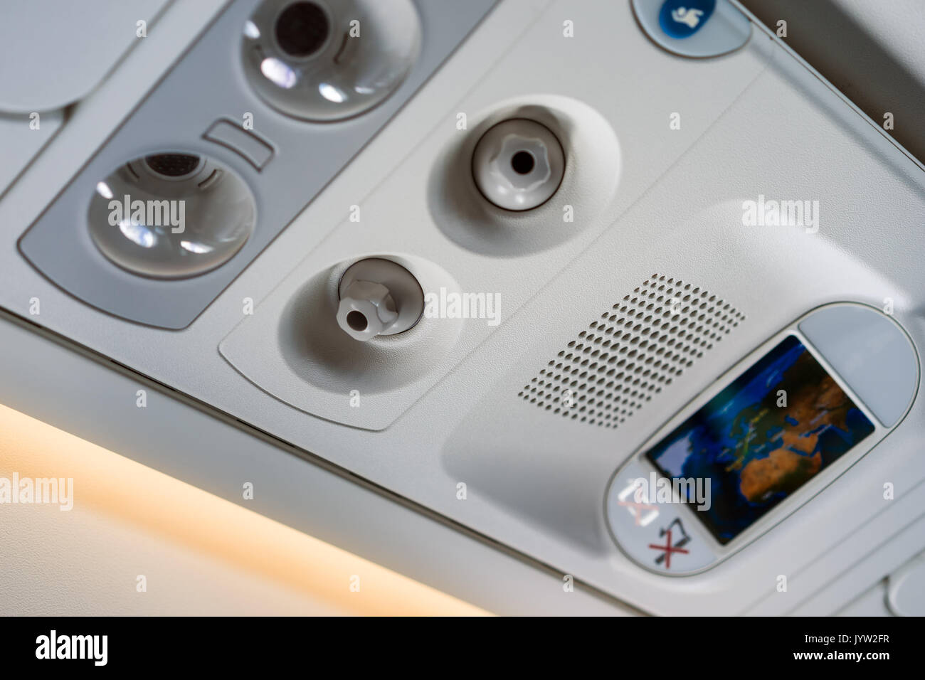 Passenger service unit in new modern aircraft Stock Photo - Alamy