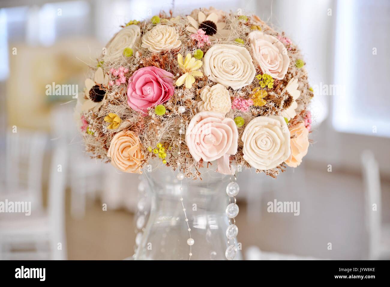 bridal flower arrangements for wedding reception Stock Photo - Alamy