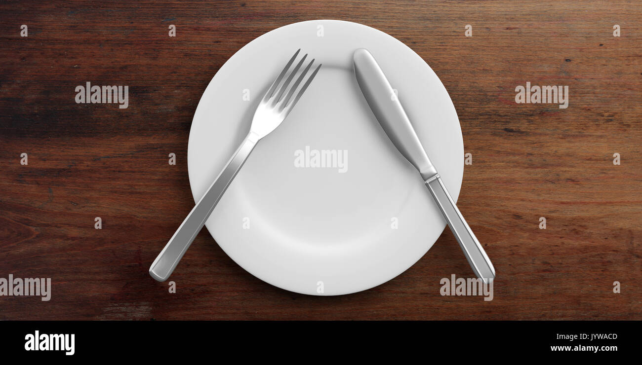 Place Setting, pause signal, isolated on wooden background. 3d ...