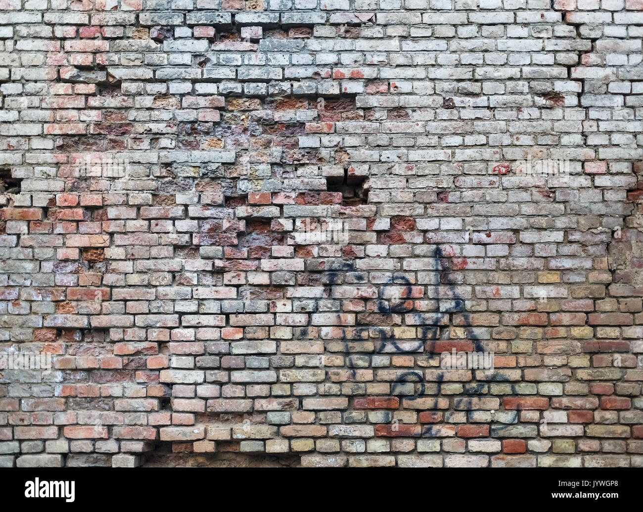 Brick wall texture. Old brickwork background with damaged surface Stock ...