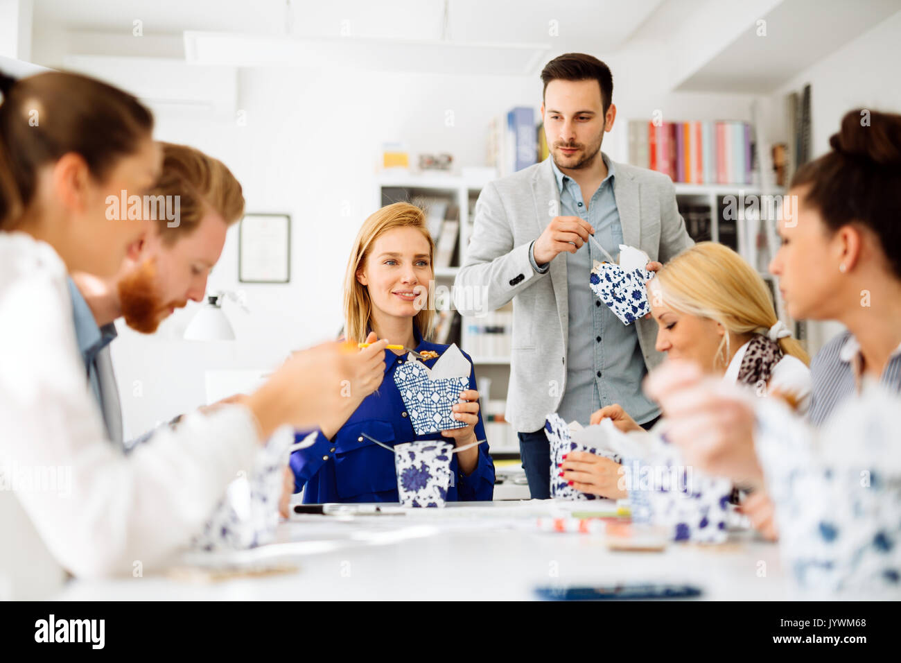 Food eating at informal meeting hi-res stock photography and images - Alamy