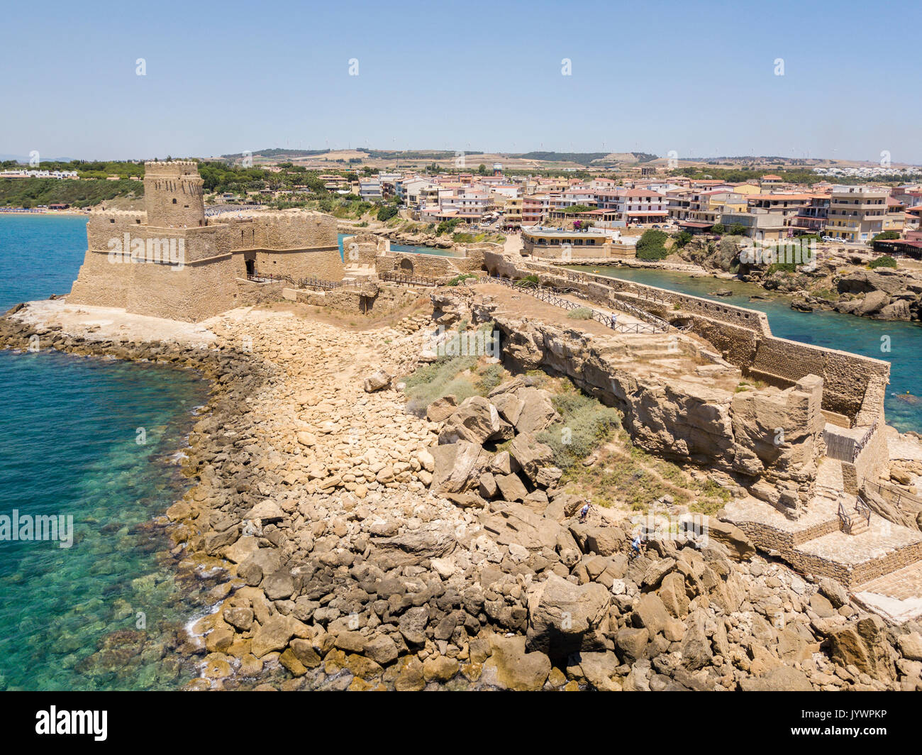 Aerial view of the Aragonese castle of Le Castella, Le Castella ...