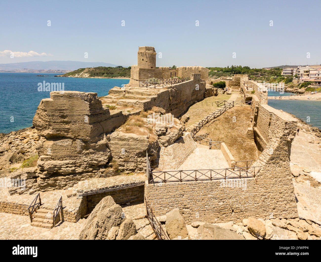 Aerial view of the Aragonese castle of Le Castella, Le Castella ...