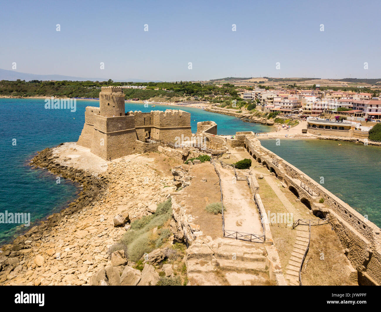 Aerial view of the Aragonese castle of Le Castella, Le Castella ...