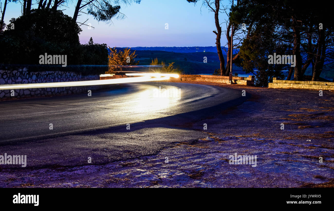 Night Streak On The Streets Of Athens, Greece Stock Photo - Alamy