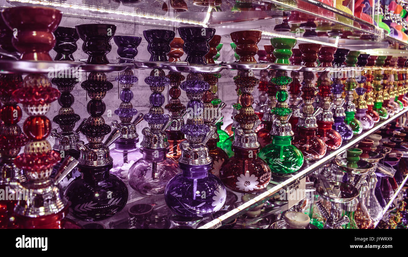 Turkish Water Pipes On Showcase Stock Photo - Alamy