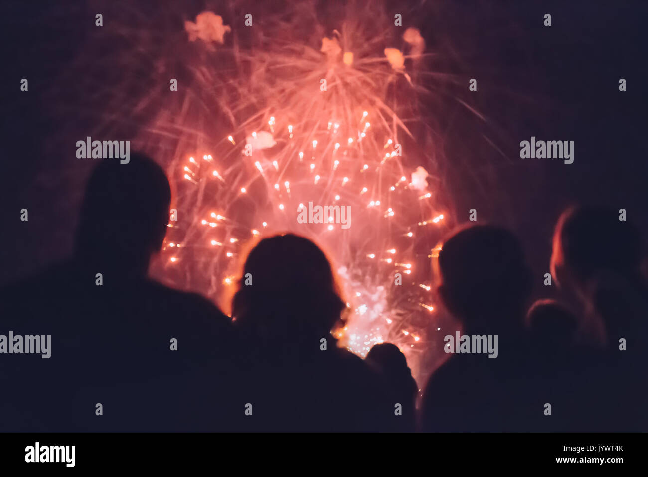 Crowd watching fireworks Stock Photo - Alamy