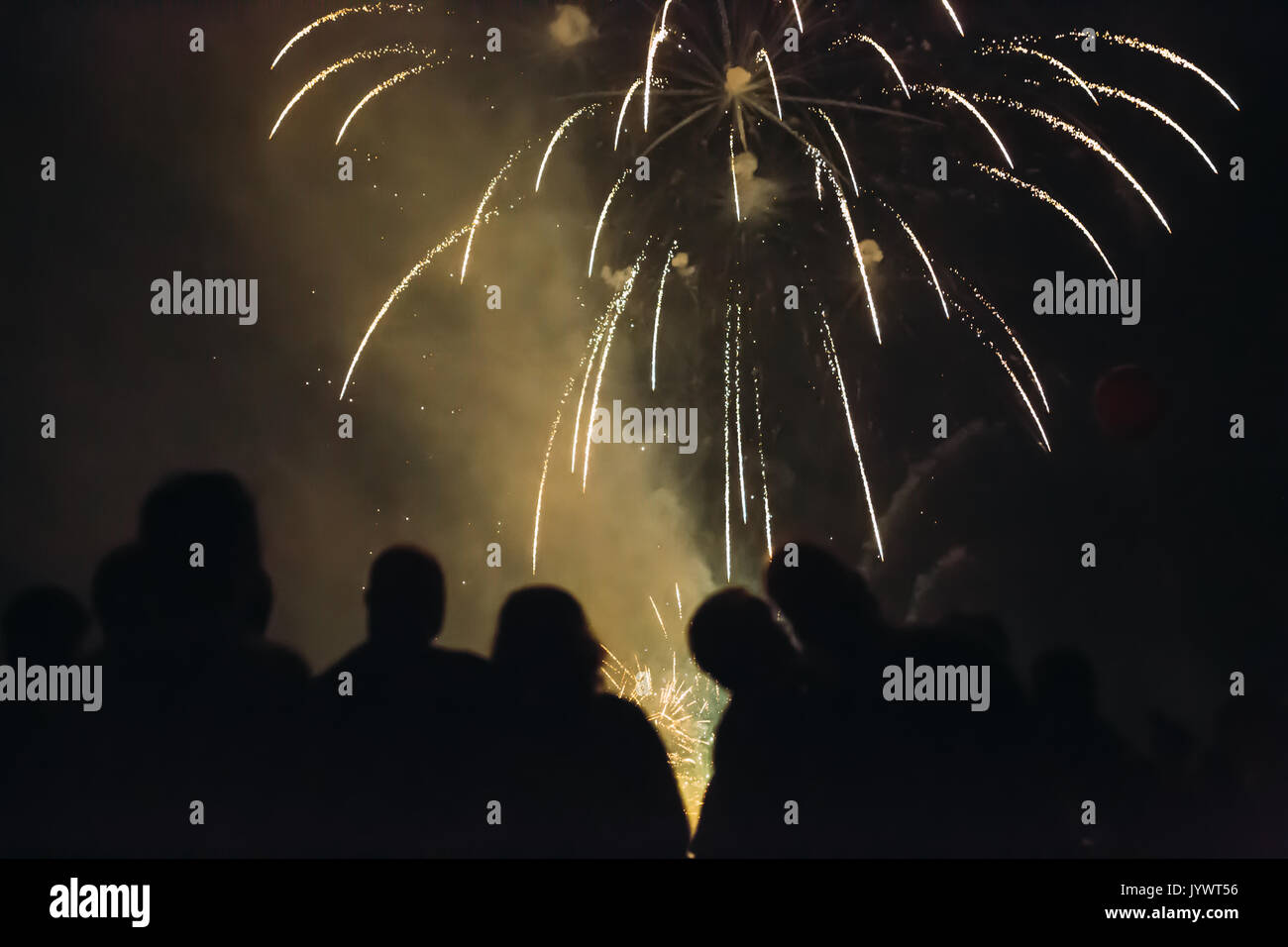 Crowd watching fireworks Stock Photo - Alamy
