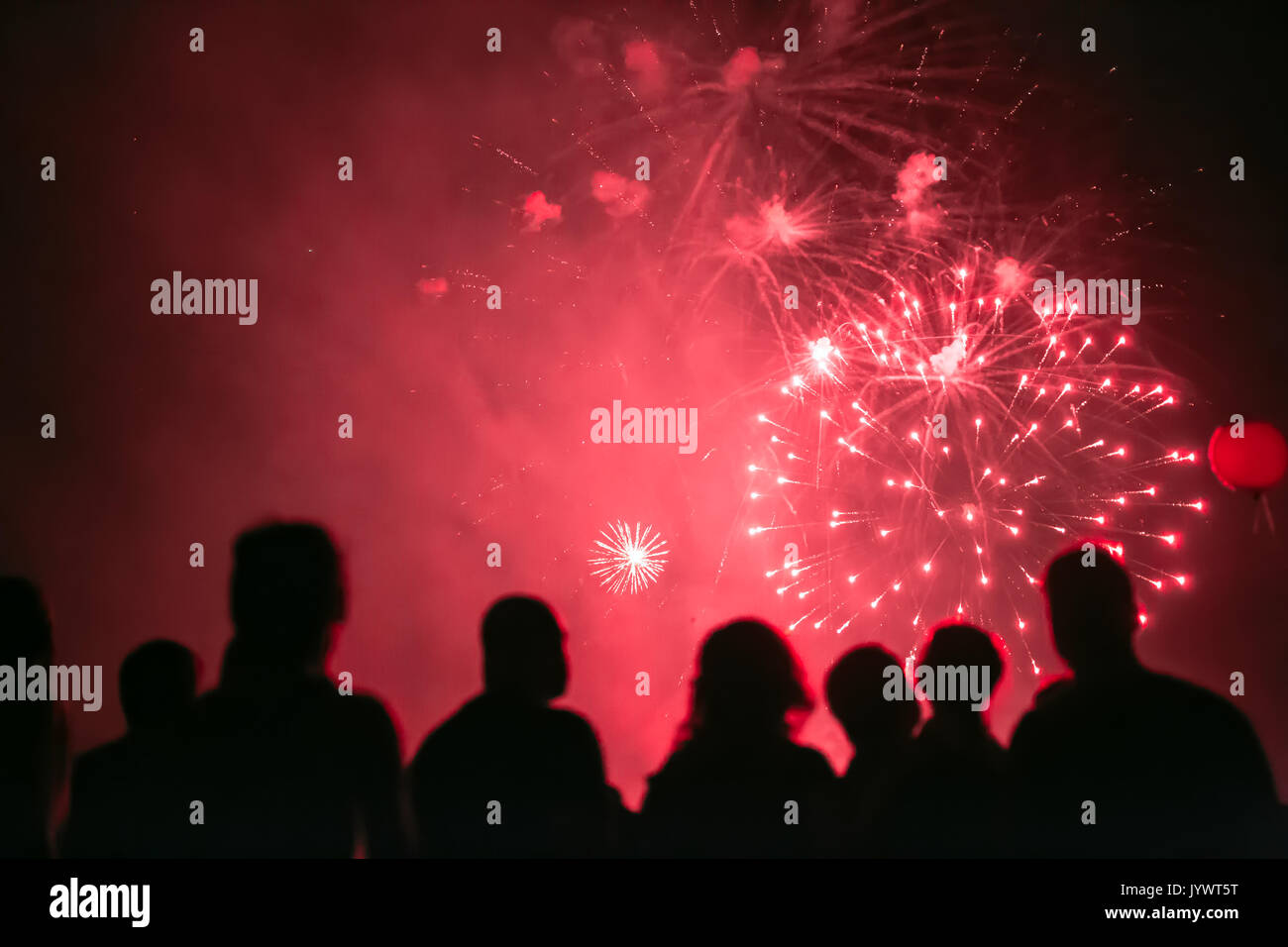 Crowd watching fireworks Stock Photo - Alamy