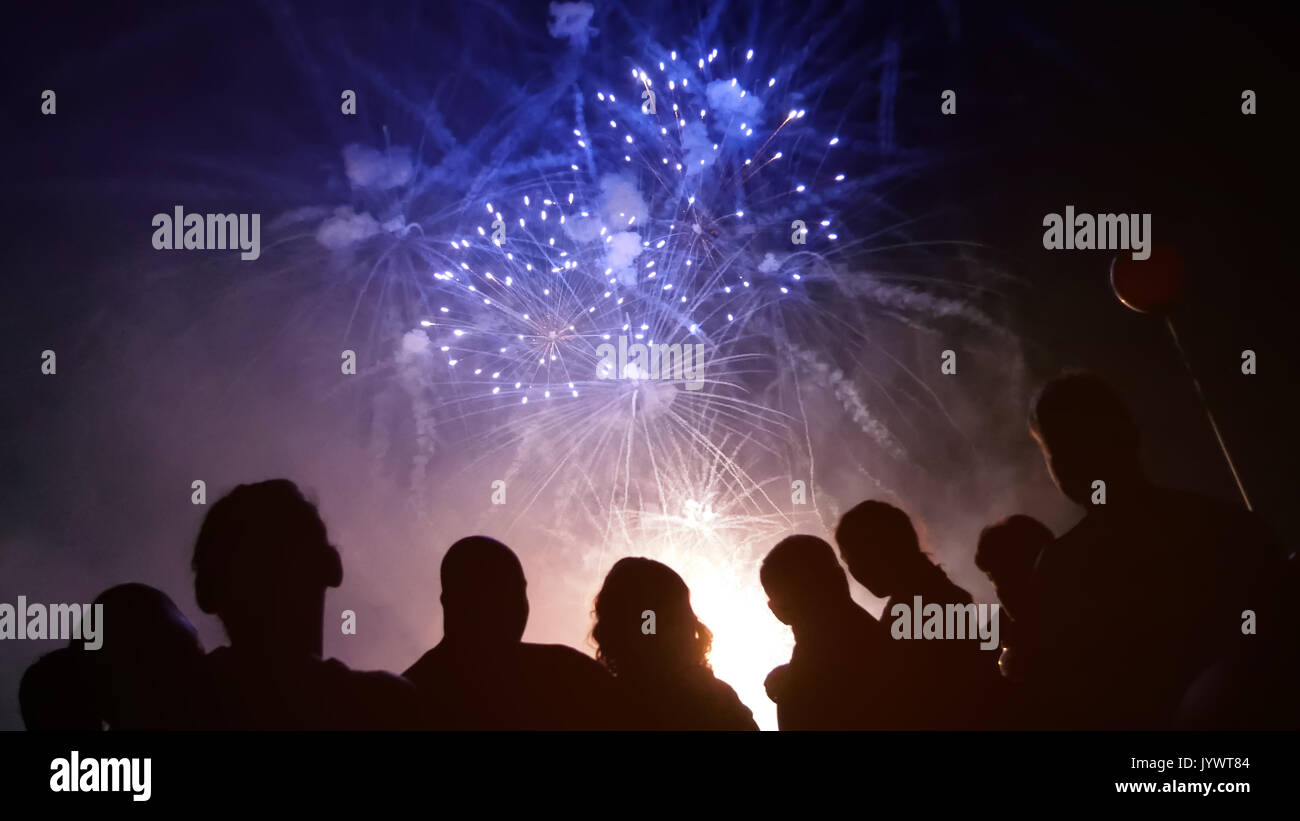 Crowd watching fireworks Stock Photo - Alamy