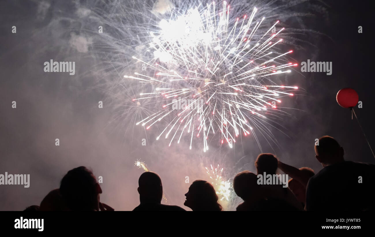 Crowd watching fireworks Stock Photo - Alamy