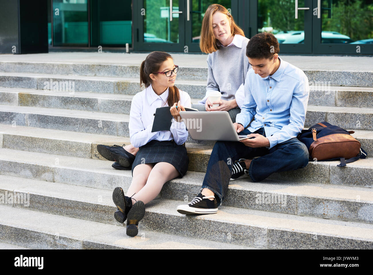 Teenage Students Working on School Project Stock Photo - Alamy