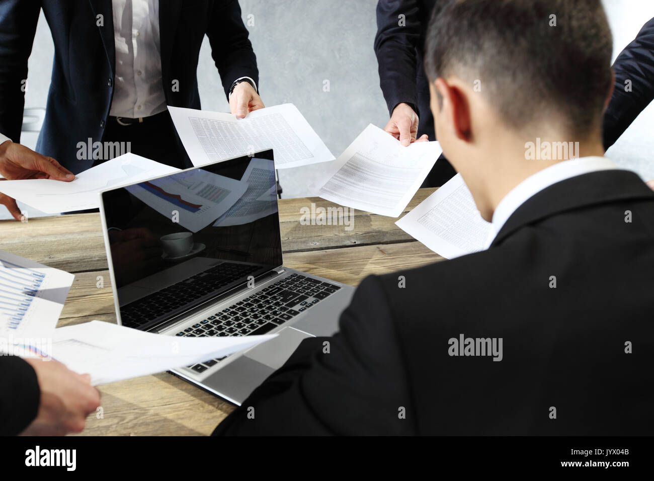 Business man getting extra work from coworkers, deadline concept Stock ...