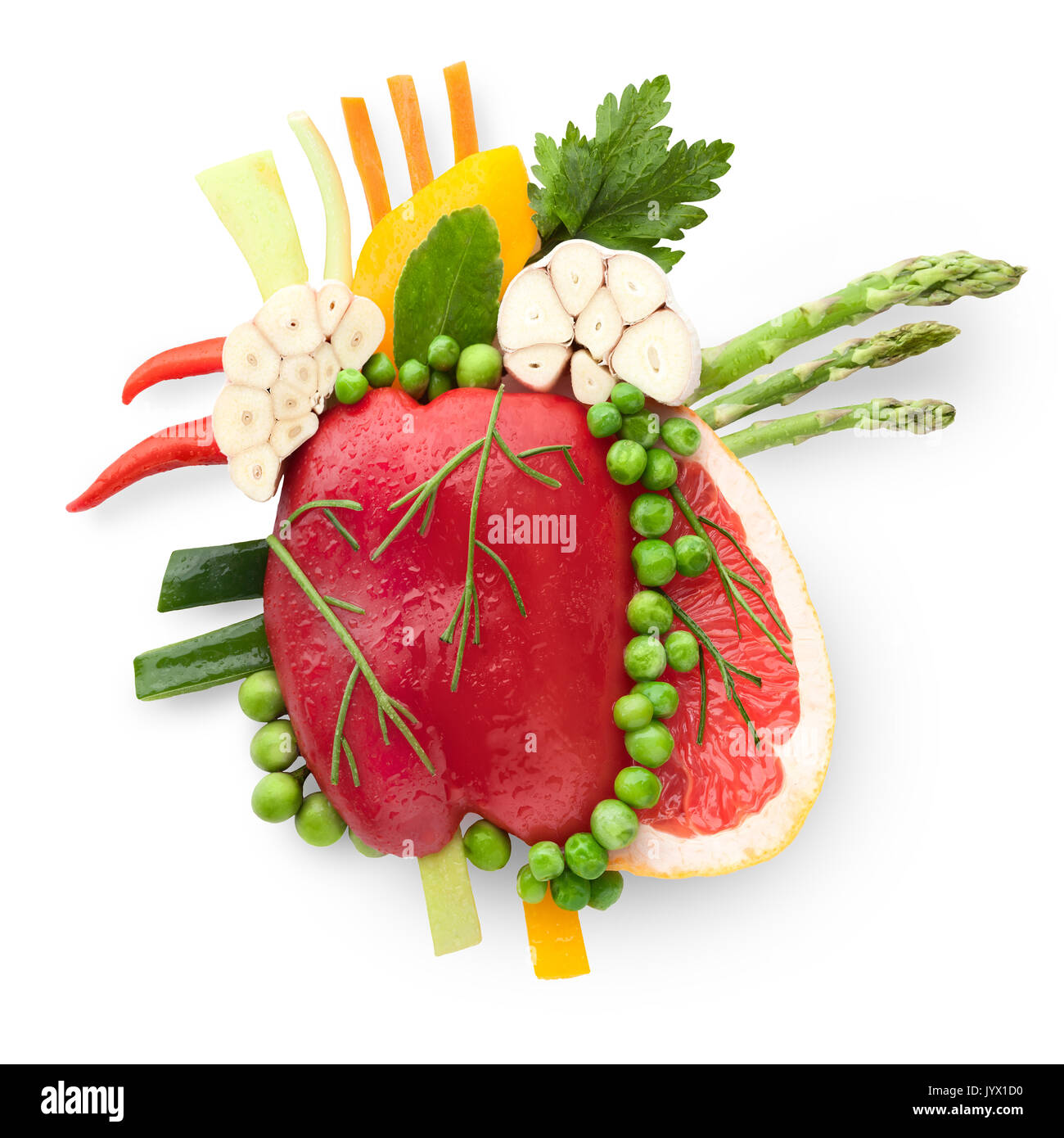 Creative food concept photo of human heart made of fruits and ...