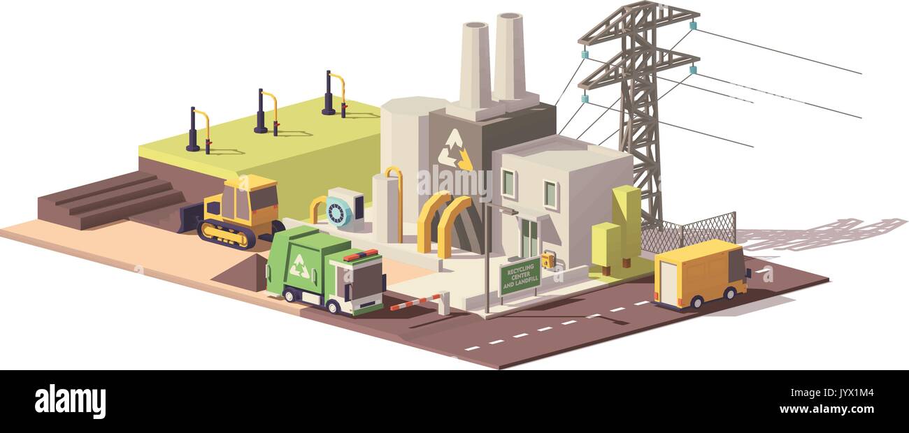 Vector low poly landfill gas collection plant Stock Vector Image & Art ...