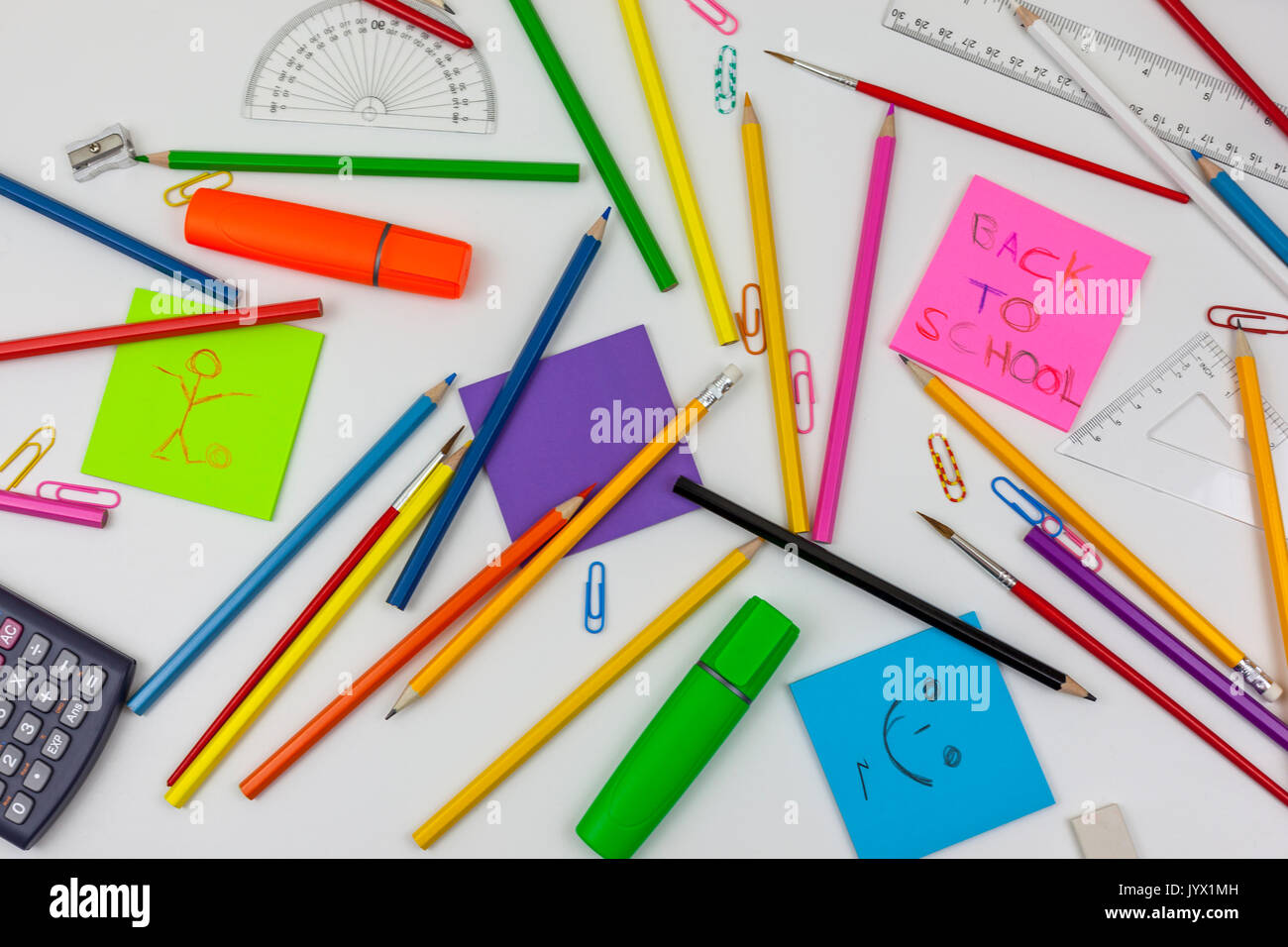 Set of back to school with note hi-res stock photography and images - Alamy
