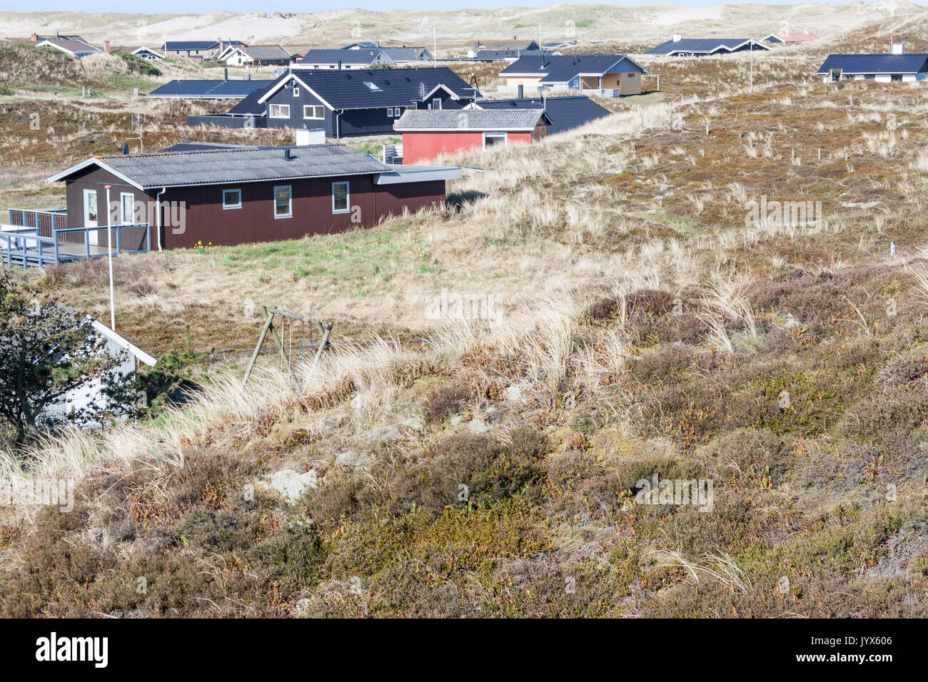 Wooden houses on Holmsland Klit - Denmark, Europe Stock Photo - Alamy