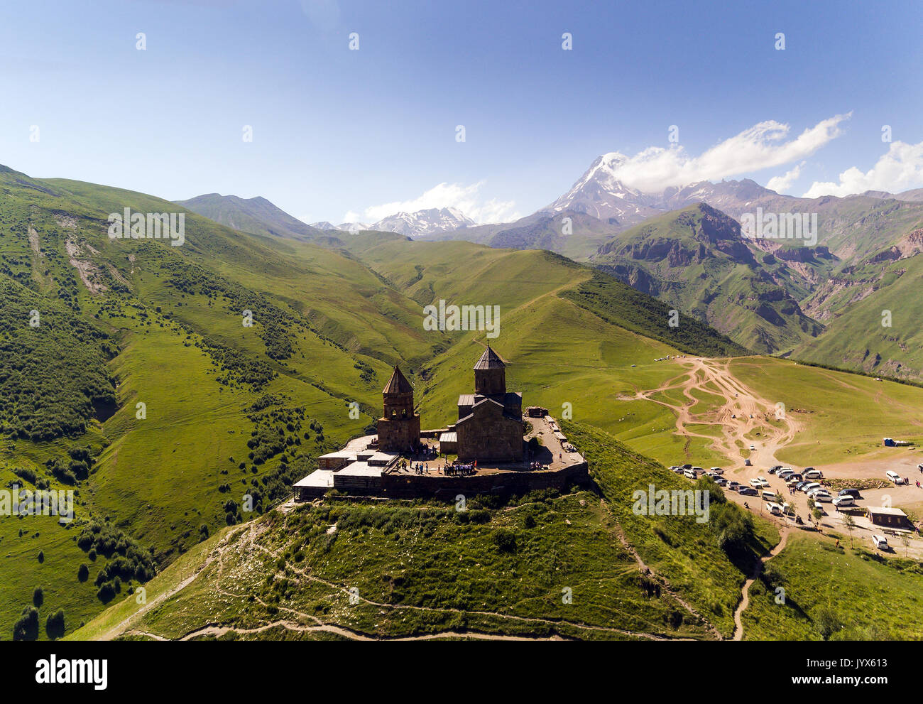 Gergeti trinity church near kazbegi hi-res stock photography and images ...