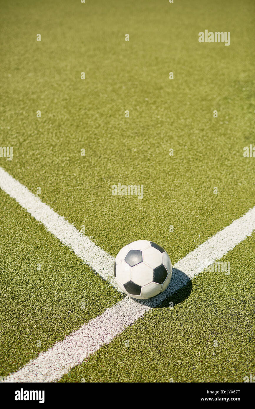 Ball on Football Field Stock Photo - Alamy