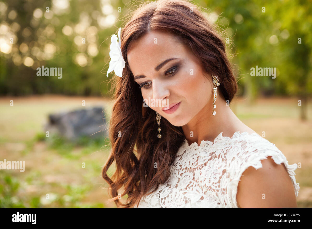 Happy bride on her wedding Stock Photo - Alamy