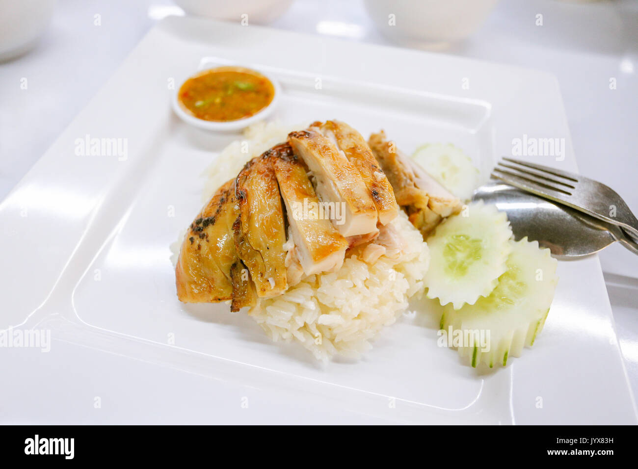 Grilled chicken rice of Thai style Stock Photo - Alamy