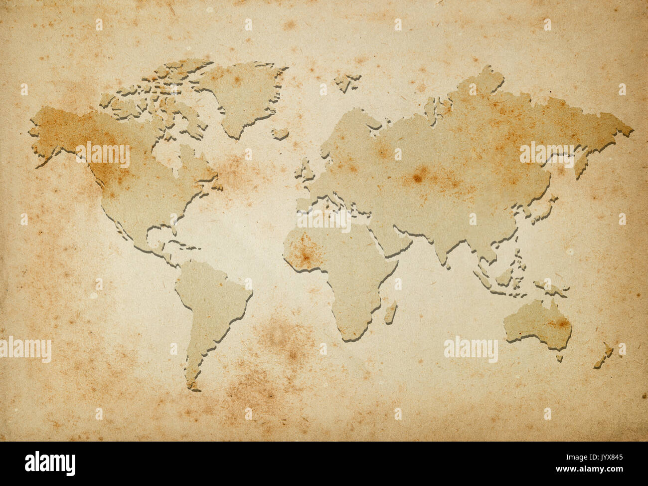 map of the world on old paper Stock Photo - Alamy
