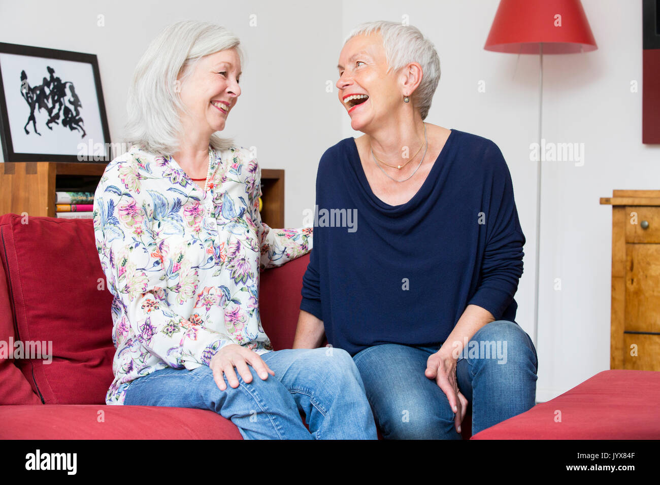 Two old women laughing hi-res stock photography and images - Alamy
