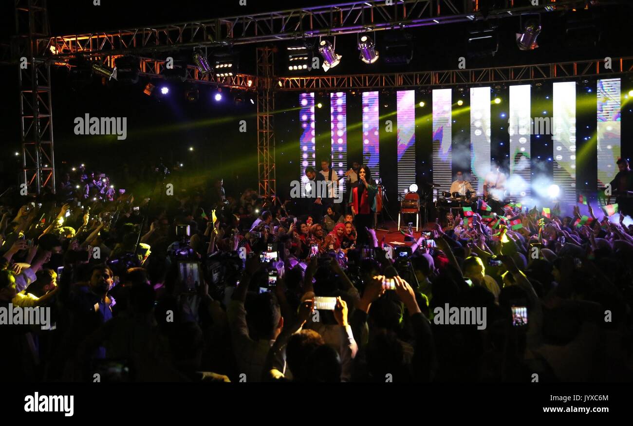 Kabul, Afghanistan. 19th Aug, 2017. Afghan female singer Aryana Saeed ...