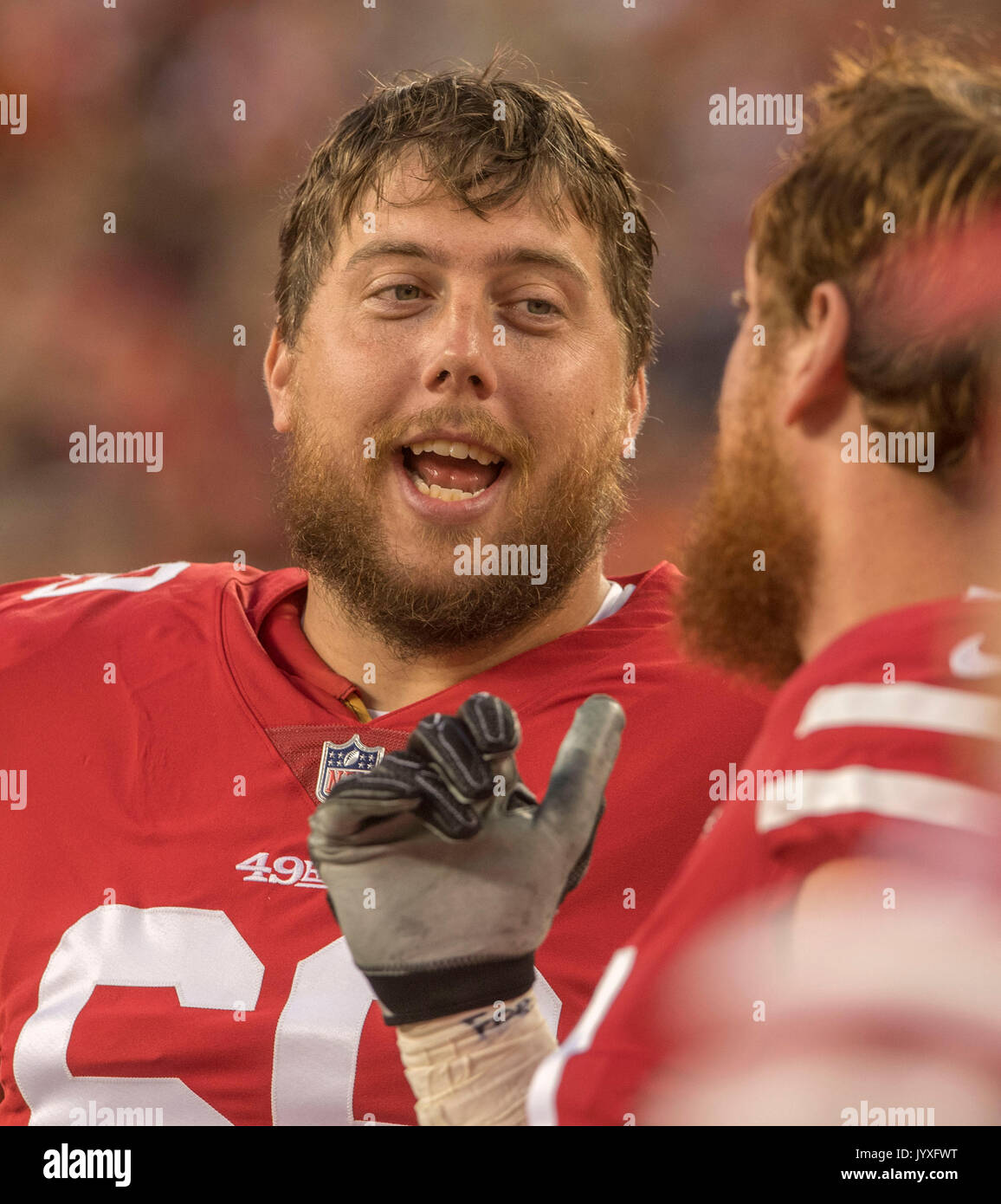 August 19, 2017: San Francisco Guard Andrew Gardner on sideline during ...
