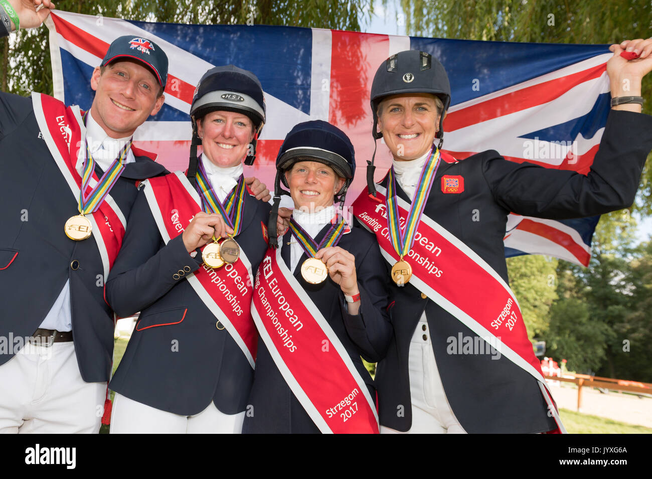 The British Team Celebrating victory in the Eventing ...