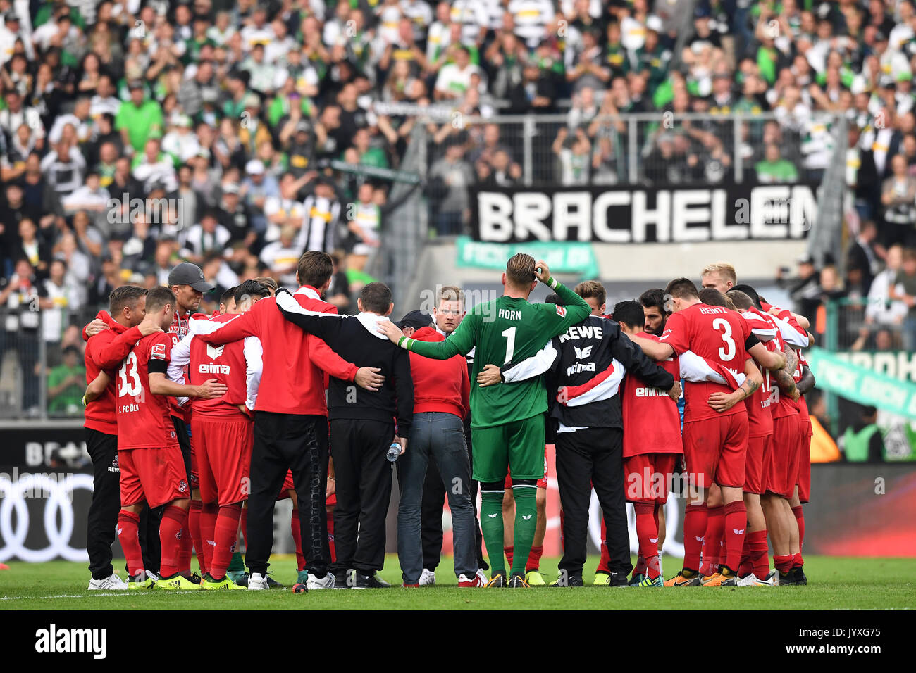 The Cologne team stand in a circle after their defeat in the German ...