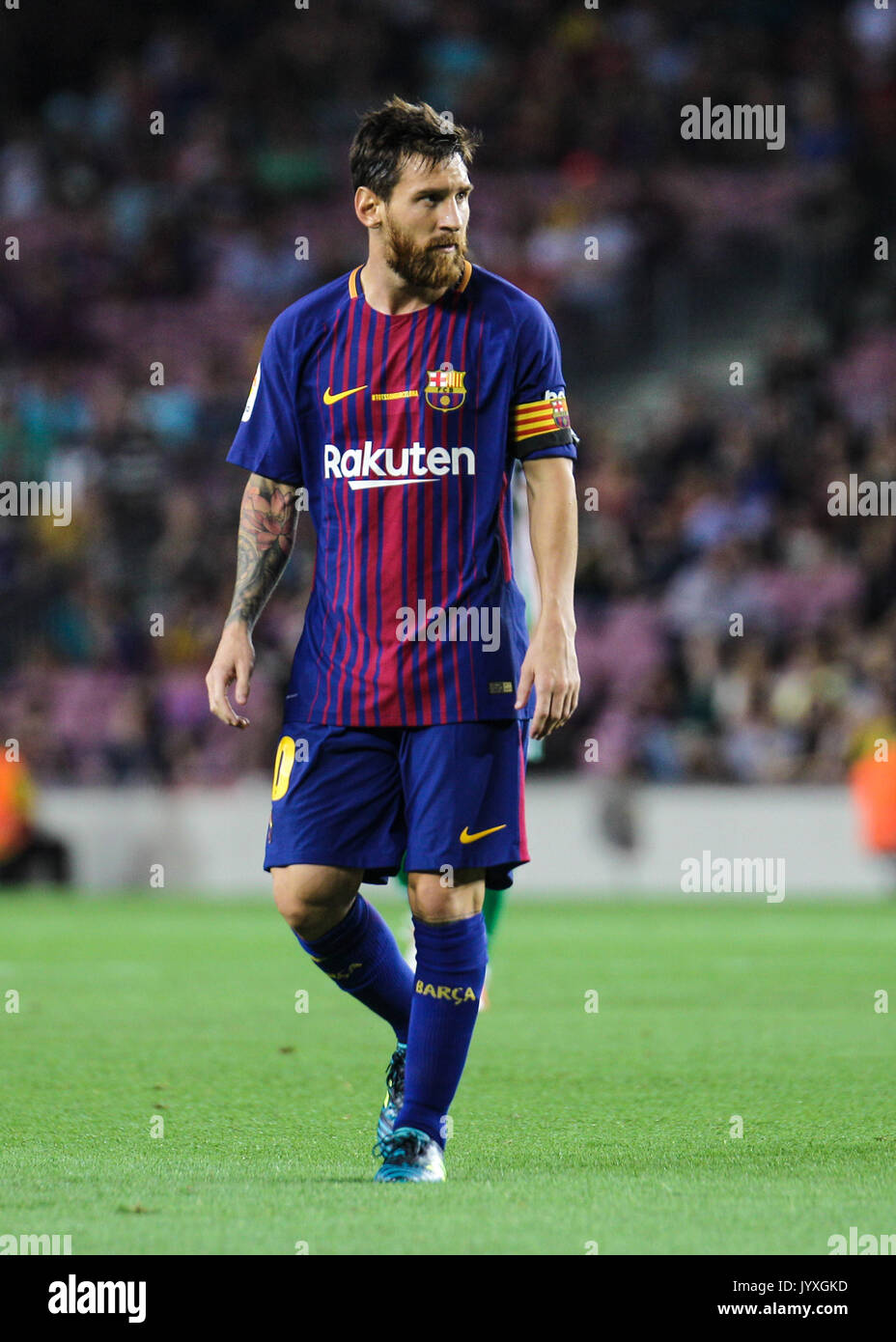 Lionel Messi celebrates during La Liga soccer match between Barcelona ...