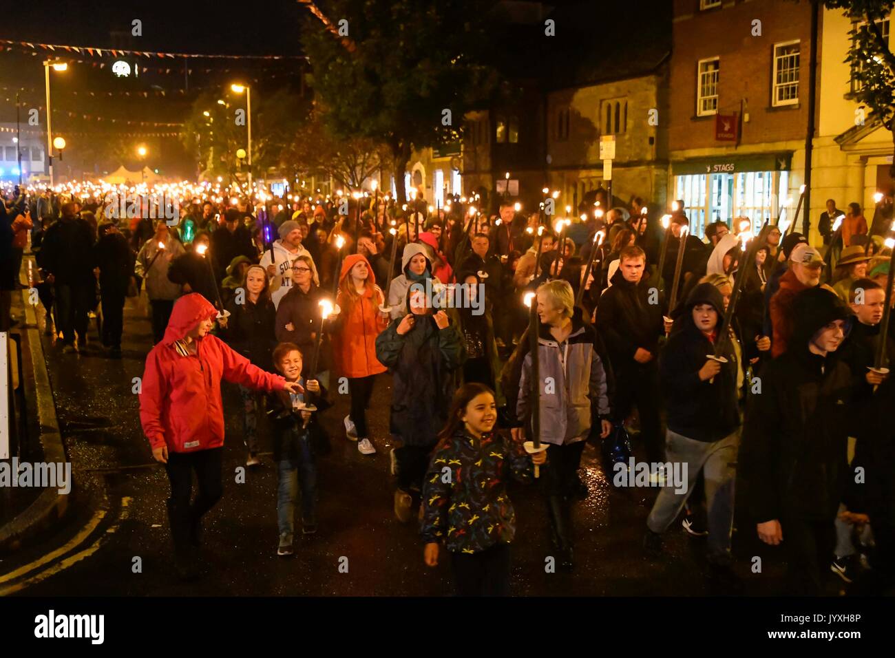 Bridport, Dorset, UK. 20th August 2017. Hundreds of people led by the ...