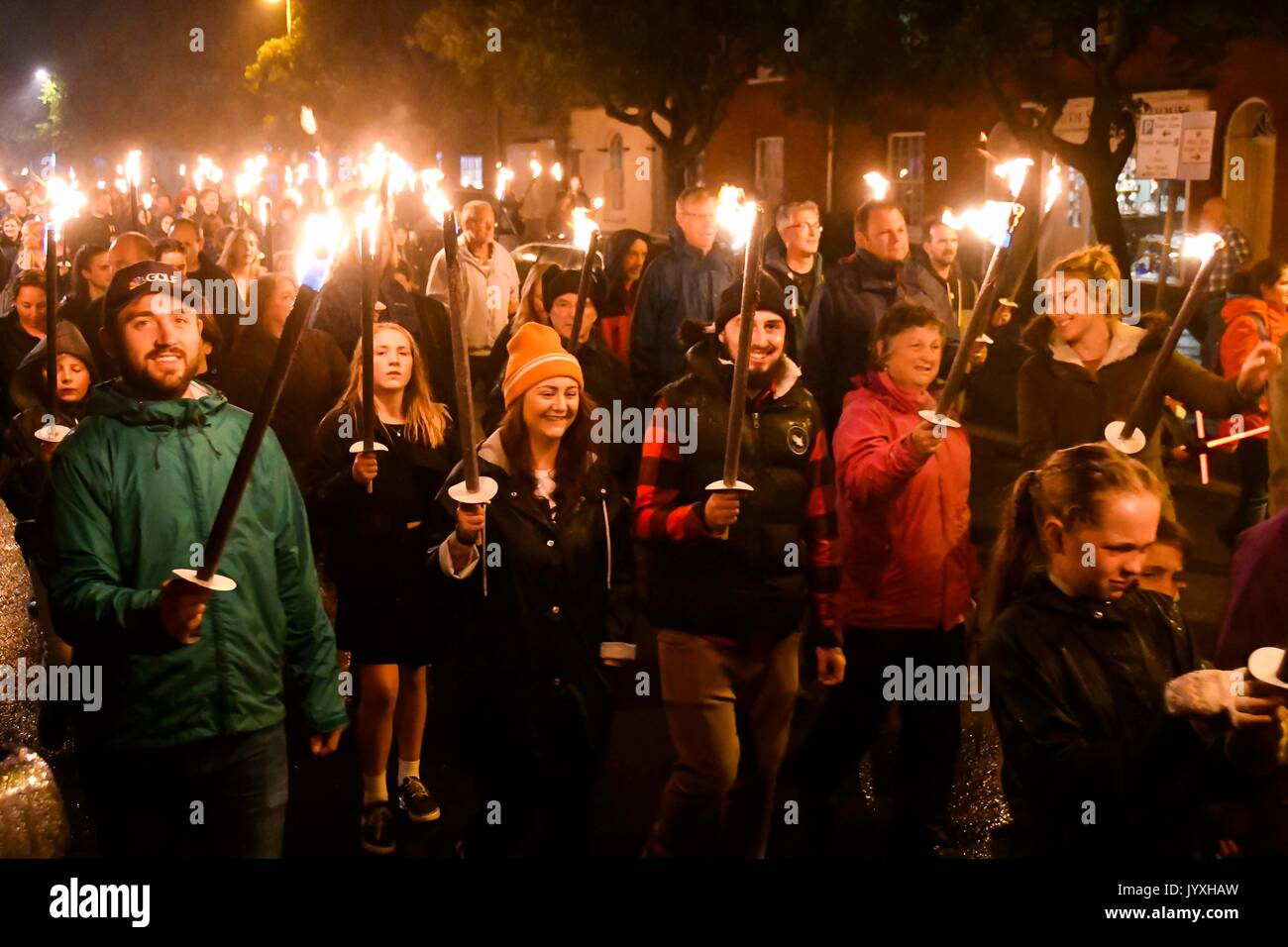 Bridport, Dorset, UK. 20th August 2017. Hundreds of people led by the ...