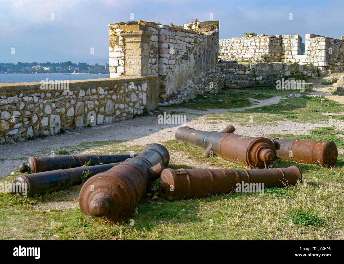 Corfu, Greece. 10th Oct, 2004. Medieval cannon lie rusting on the ...