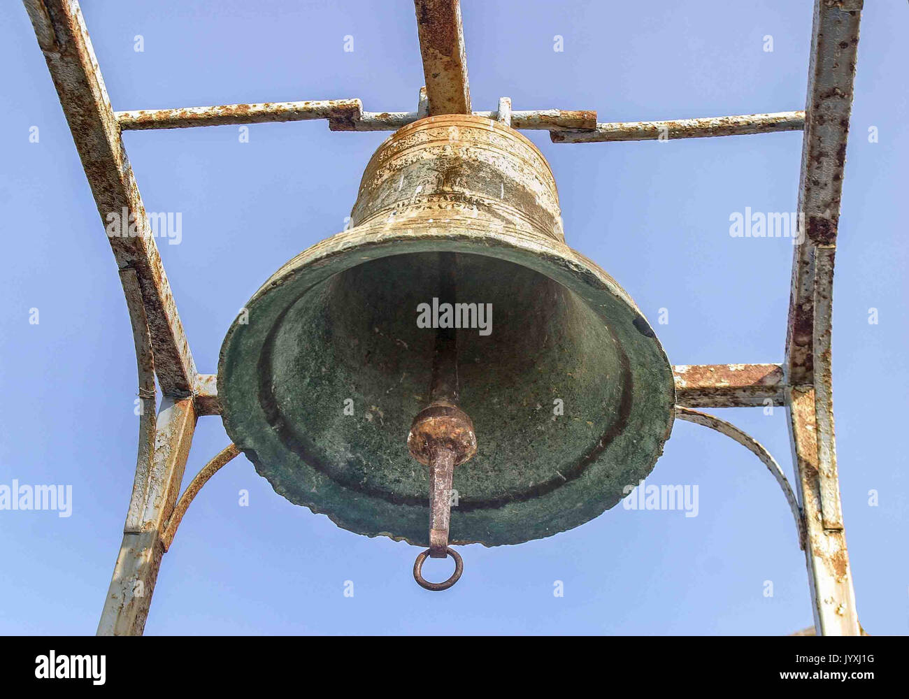 Corfu, Greece. 10th Oct, 2004. Hanging from a metal frame, an old ...