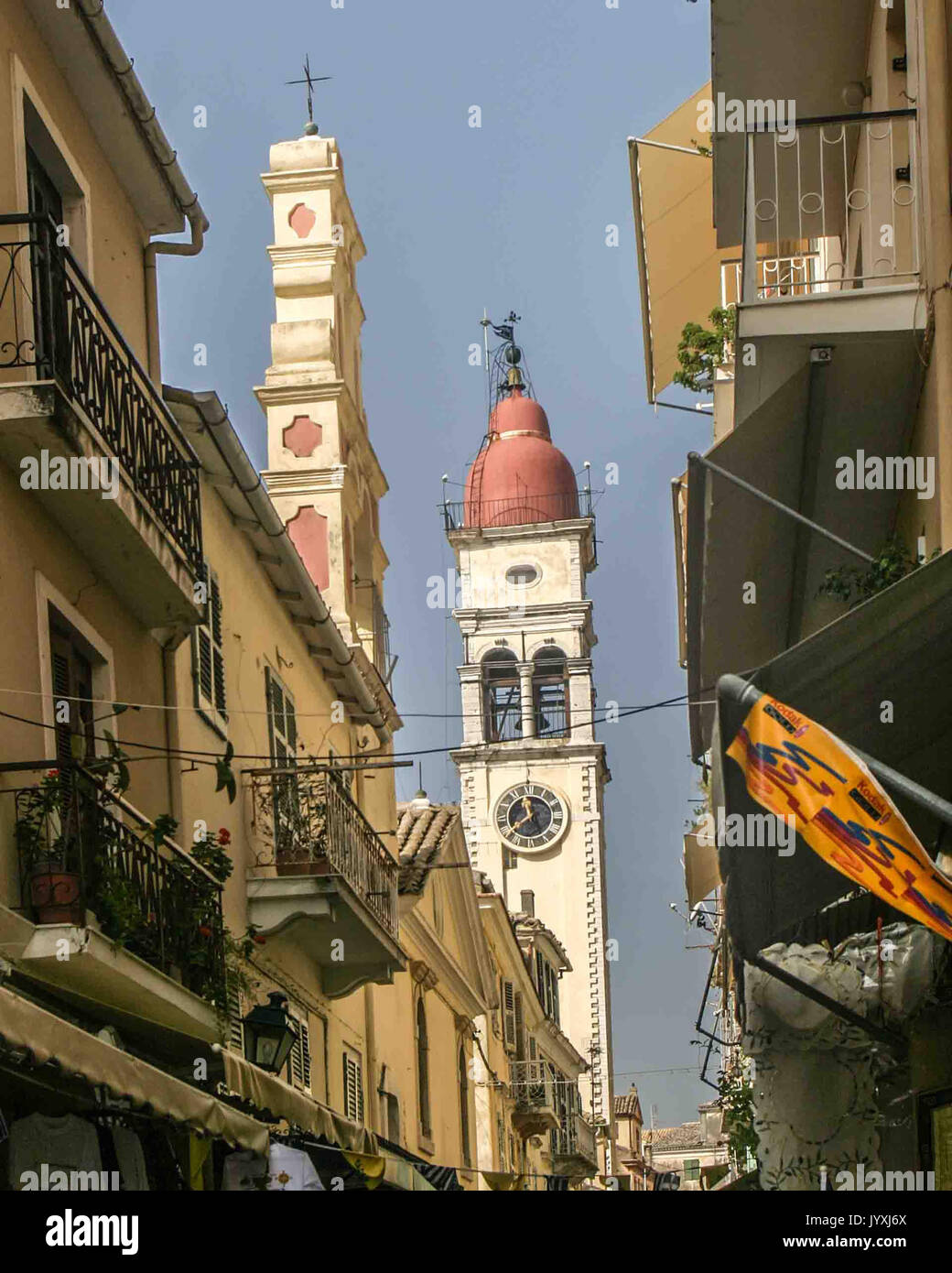 Corfu, Greece. 10th Oct, 2004. Rising above the Old Town of Corfu is ...